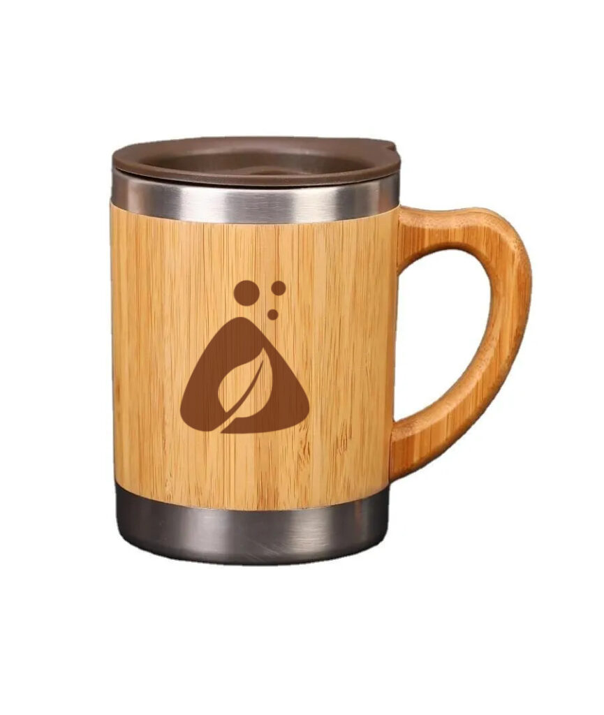 Eco-friendly bamboo insulated steel coffee travel mug with handle and lid – amnotplastic ...