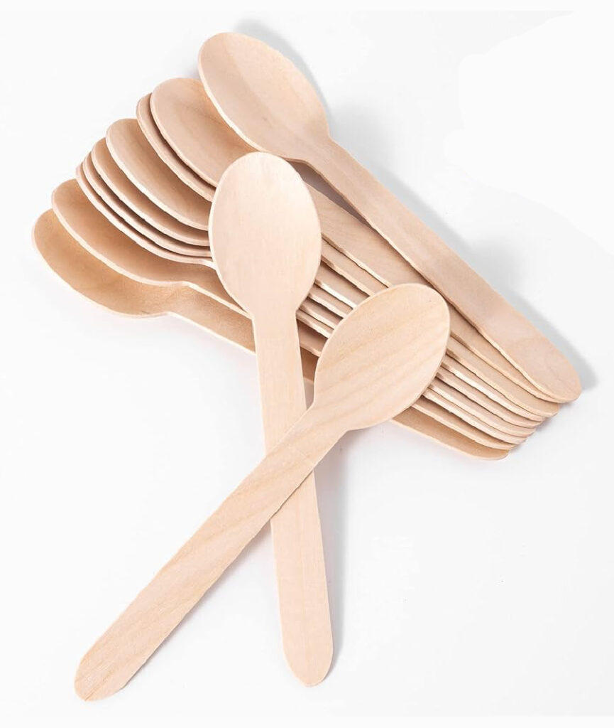 Eco-Friendly biodegradable disposable wooden spoon (Pack of 100 ...
