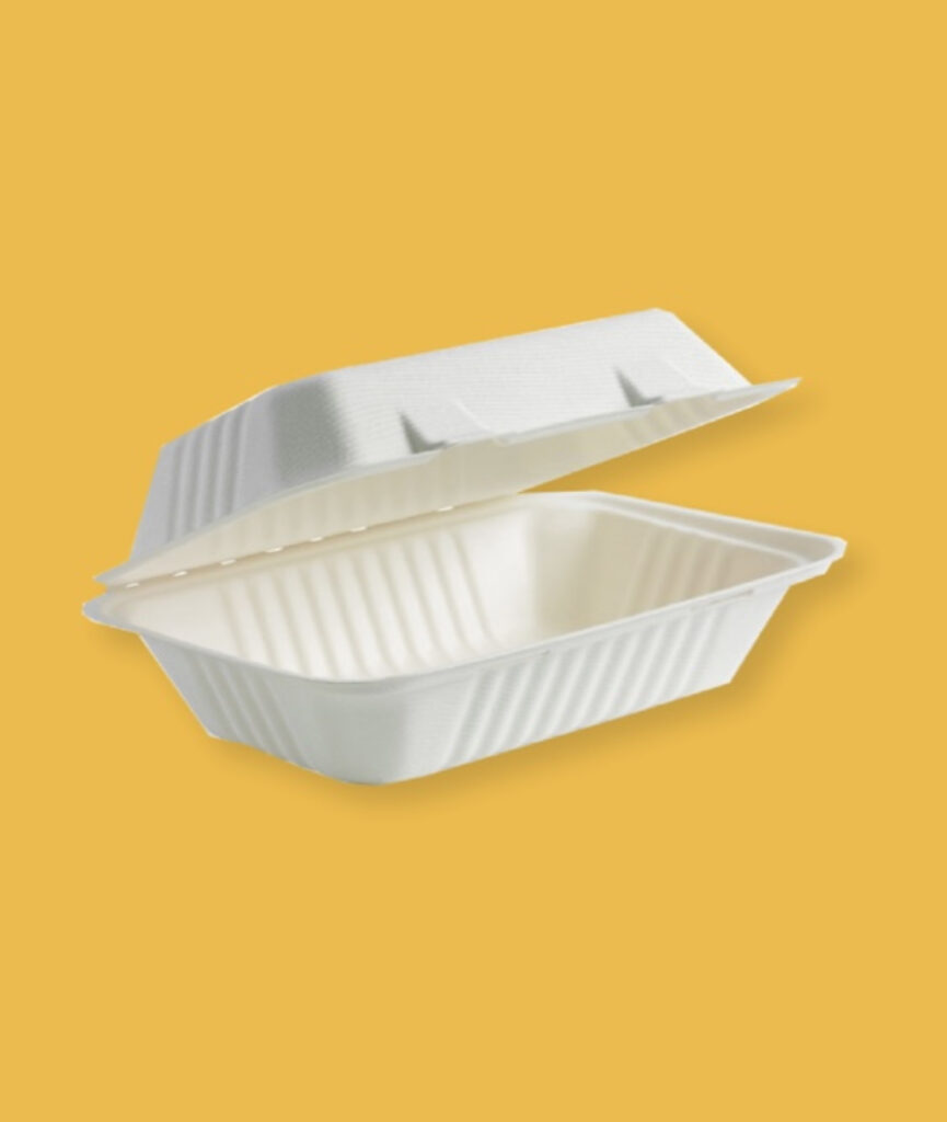 Eco-friendly 9″x 6″ sugarcane bagasse clamshell white (Pack of 50 ...